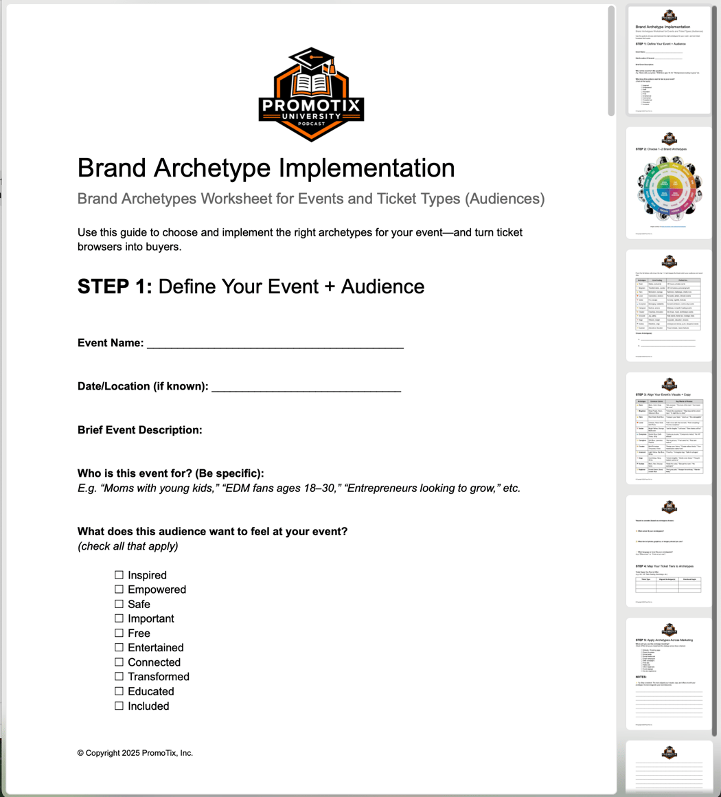 Brand Archetypes Implementation Worksheet for Events (Free Download)